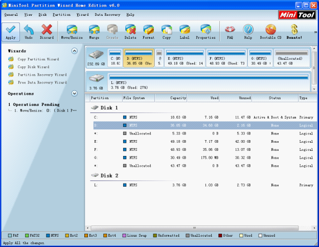Resize Partition Extend Partition Move Partition Free Under Windows With Partition Magic